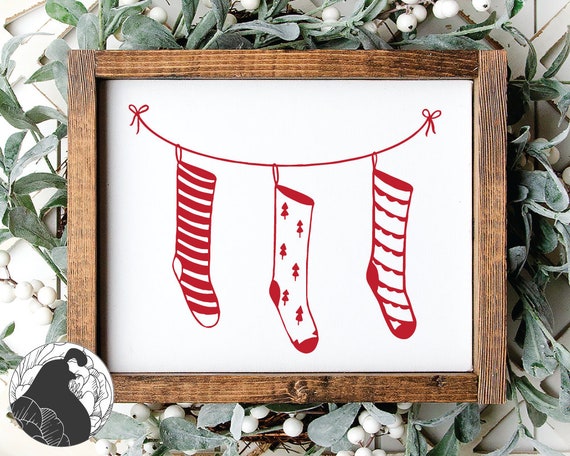 Hand Drawn Stockings SVG Cut File for Christmas Sign Winter | Etsy