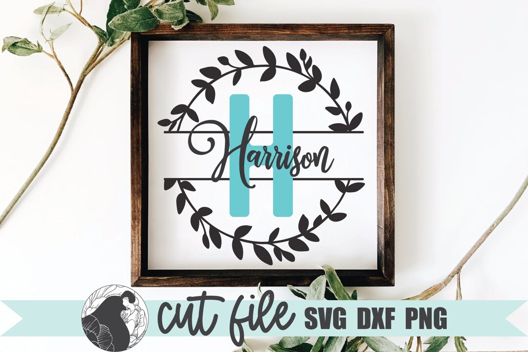 Wreath Monogram SVG Last Name SVG Monogram Frame SVG - Etsy