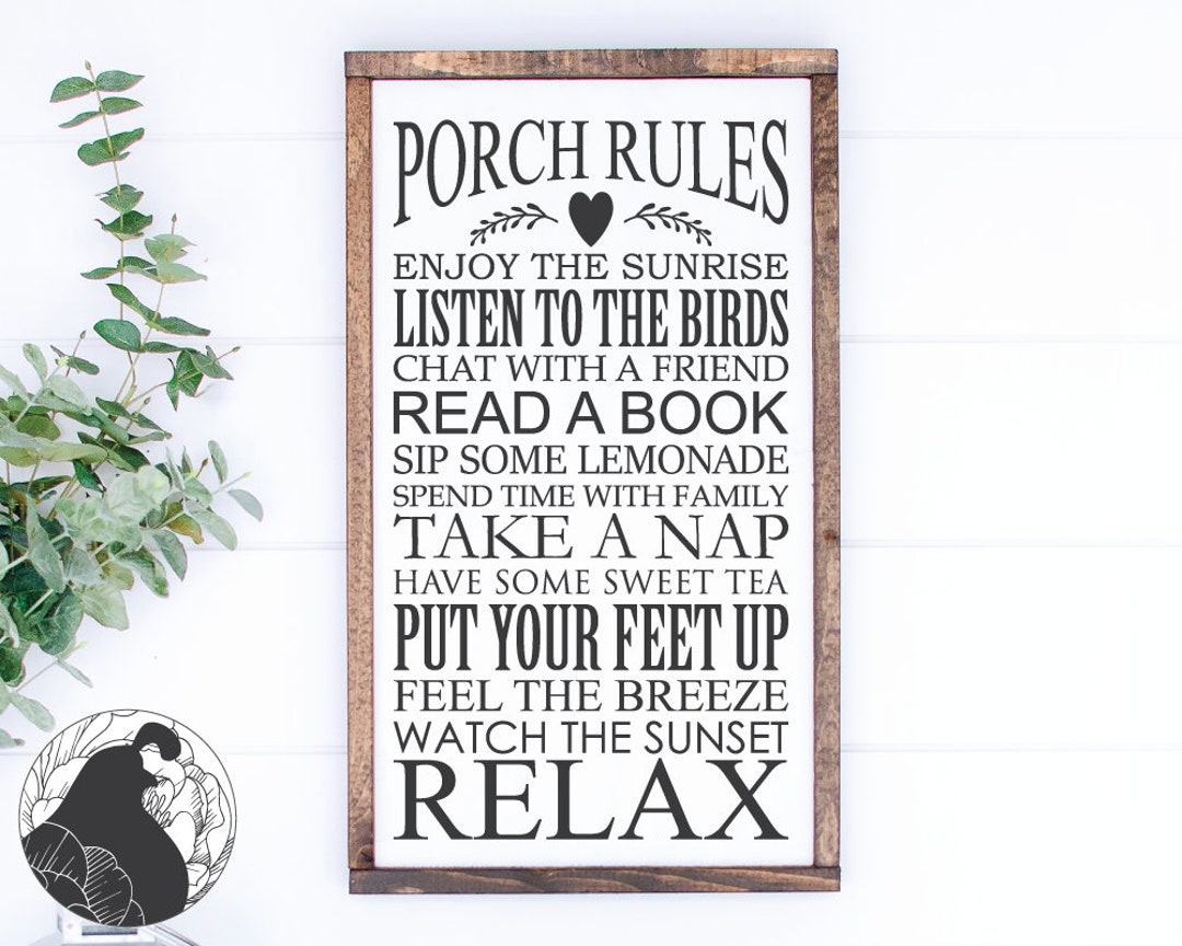 Porch Rules Sign SVG: Farmhouse Patio Clipart (digital Download) - Etsy UK