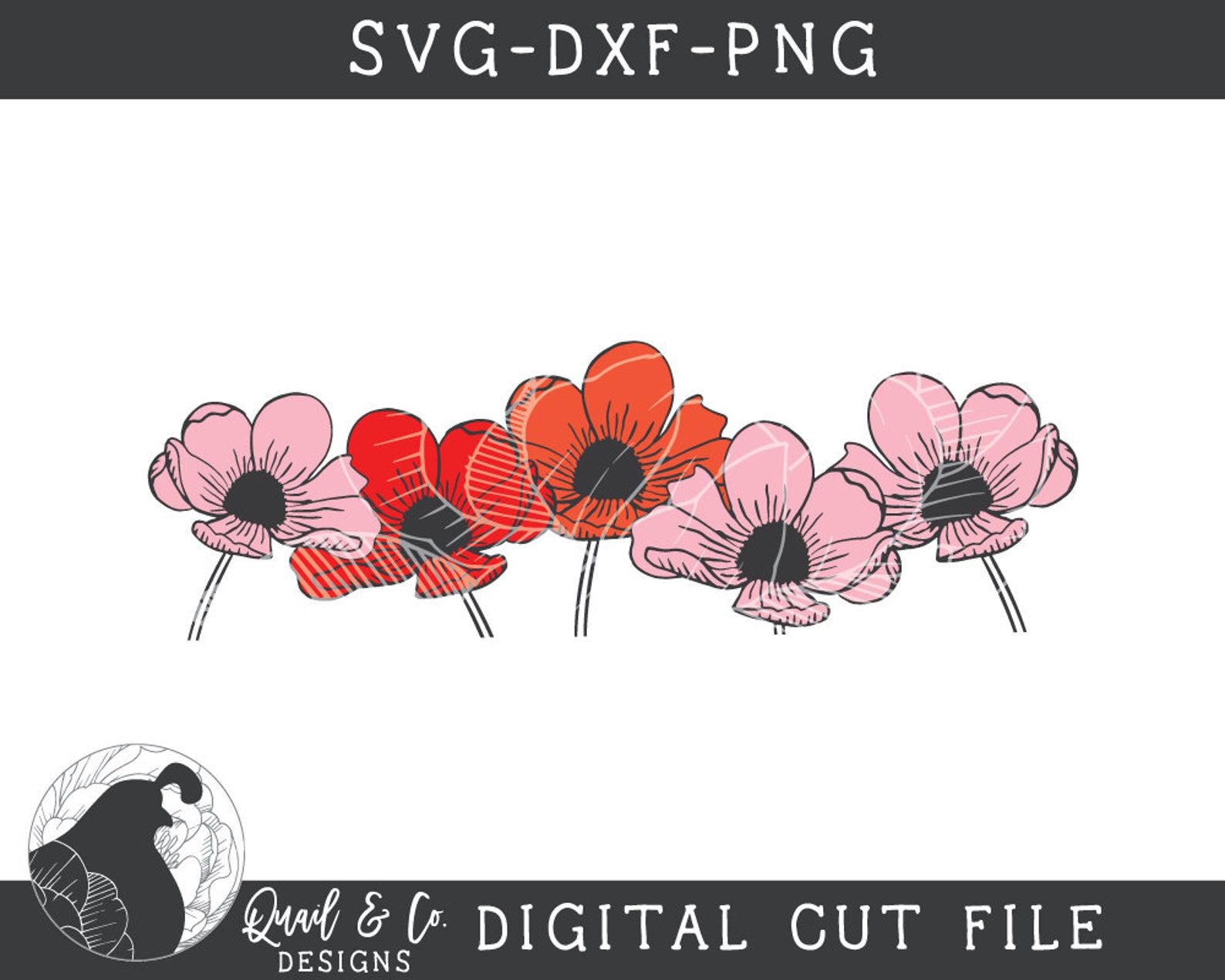Poppies SVG Poppy Svg Floral Cut Files for Botanical Print - Etsy