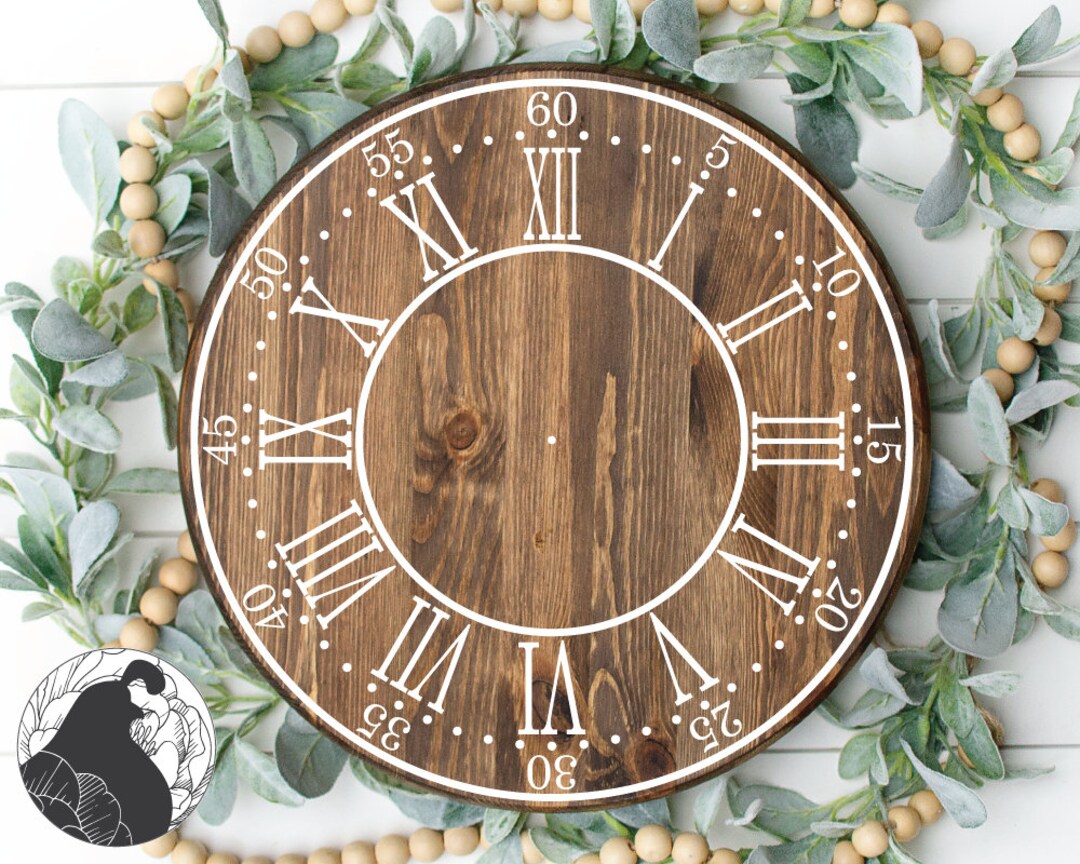 Clock SVG, Clock Face SVG, Farmhouse Clock Svg, Roman Numeral Clock ...