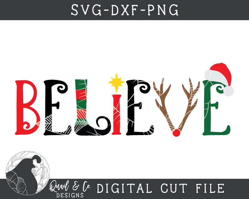 Believe svg Christmas Sign svg Santa Hat svg Rudolph svg | Etsy