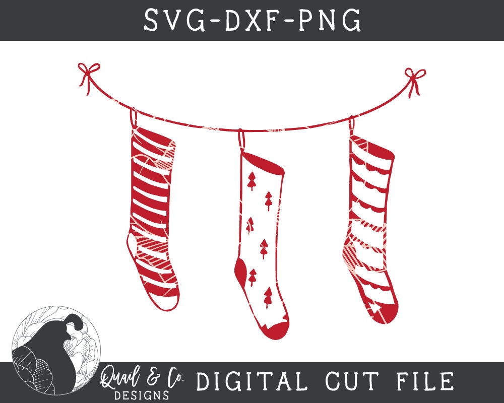 Hand Drawn Stockings SVG, Cut File for Christmas Sign, Winter Svg ...