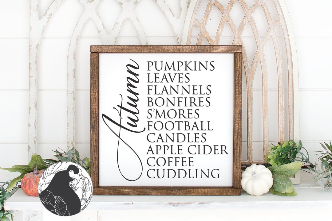 Fall Words SVG, Autumn Words List, Fall Sign SVG, Autumn Cut File ...