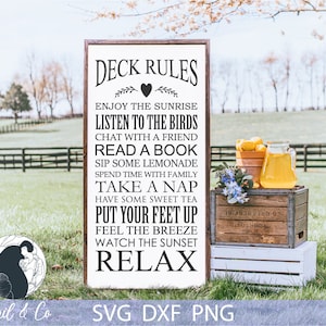 Deck Rules SVG, Porch Sign SVG, Patio SVG, Farmhouse Decor, Cricut Svg ...