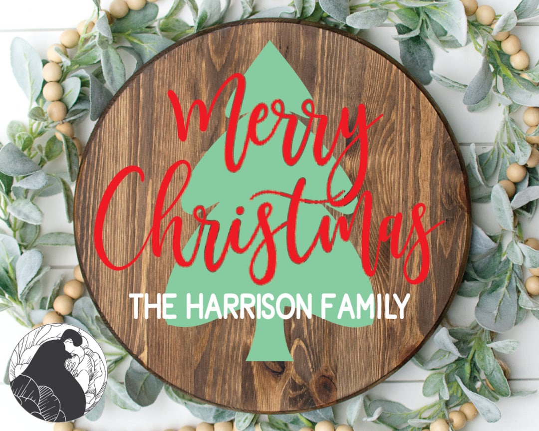 Christmas Family Name Sign SVG, Last Name Svg, Round Christmas Cut File ...