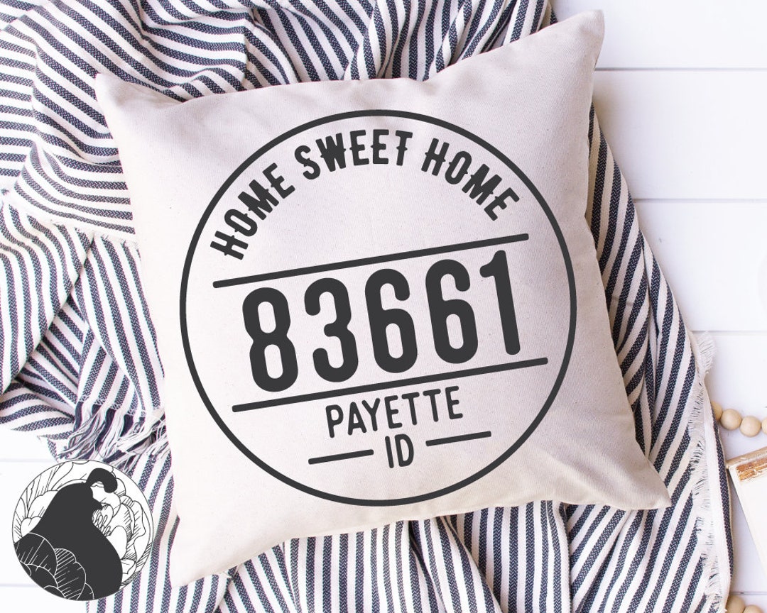 Zip Code Frame SVG: Home Sweet Home, Farmhouse Pillow Design (digital ...