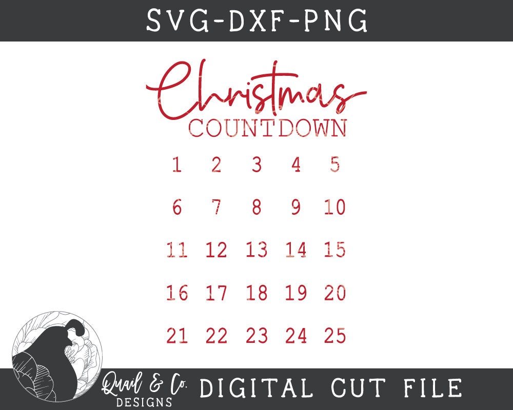 Svg Files Christmas Countdown Svg Advent Svg Days 'til | Etsy