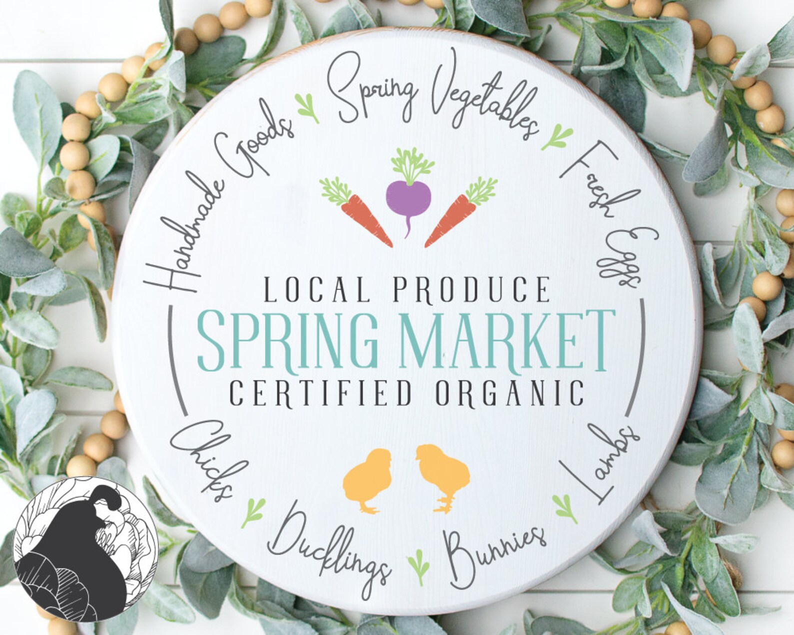 Spring Market SVG Easter Cut File for Farmhouse Sign Round - Etsy