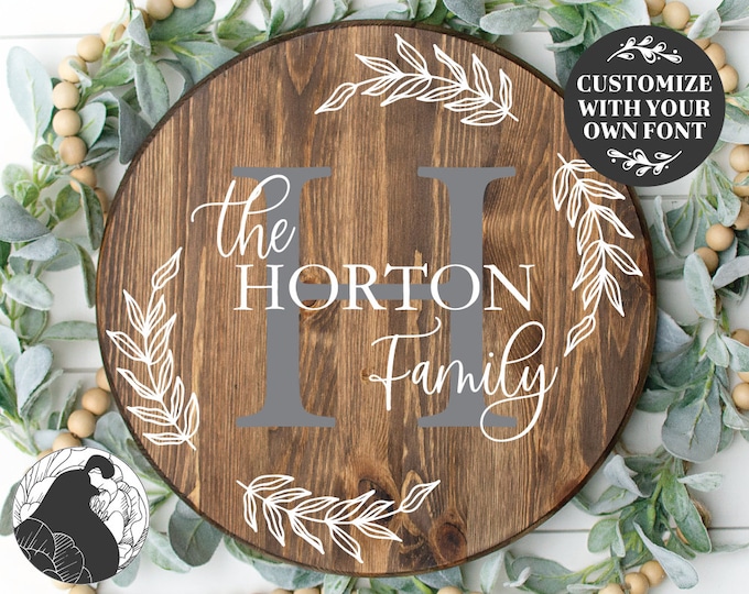Last Name Svg Cut File. Family Name With Wreath Design. Monogram ...
