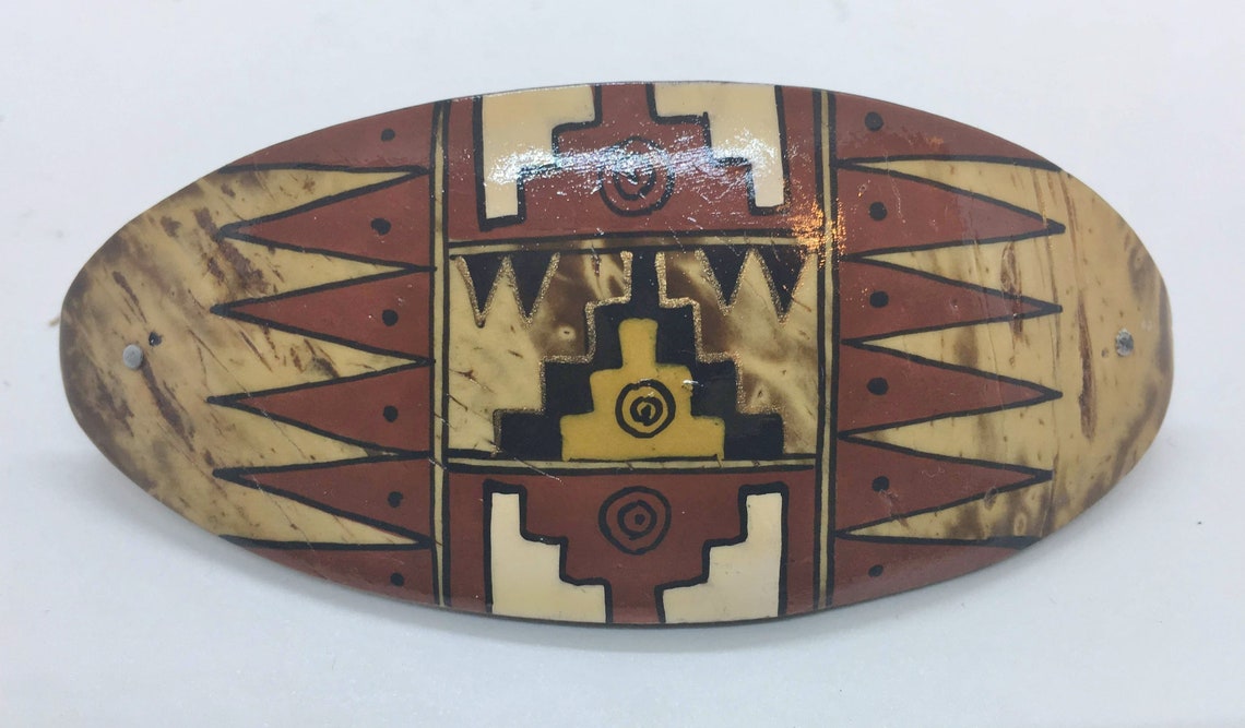 Peruvian Wooden Coconut Shell Hair Stick Barrette Clip Ethnic - Etsy