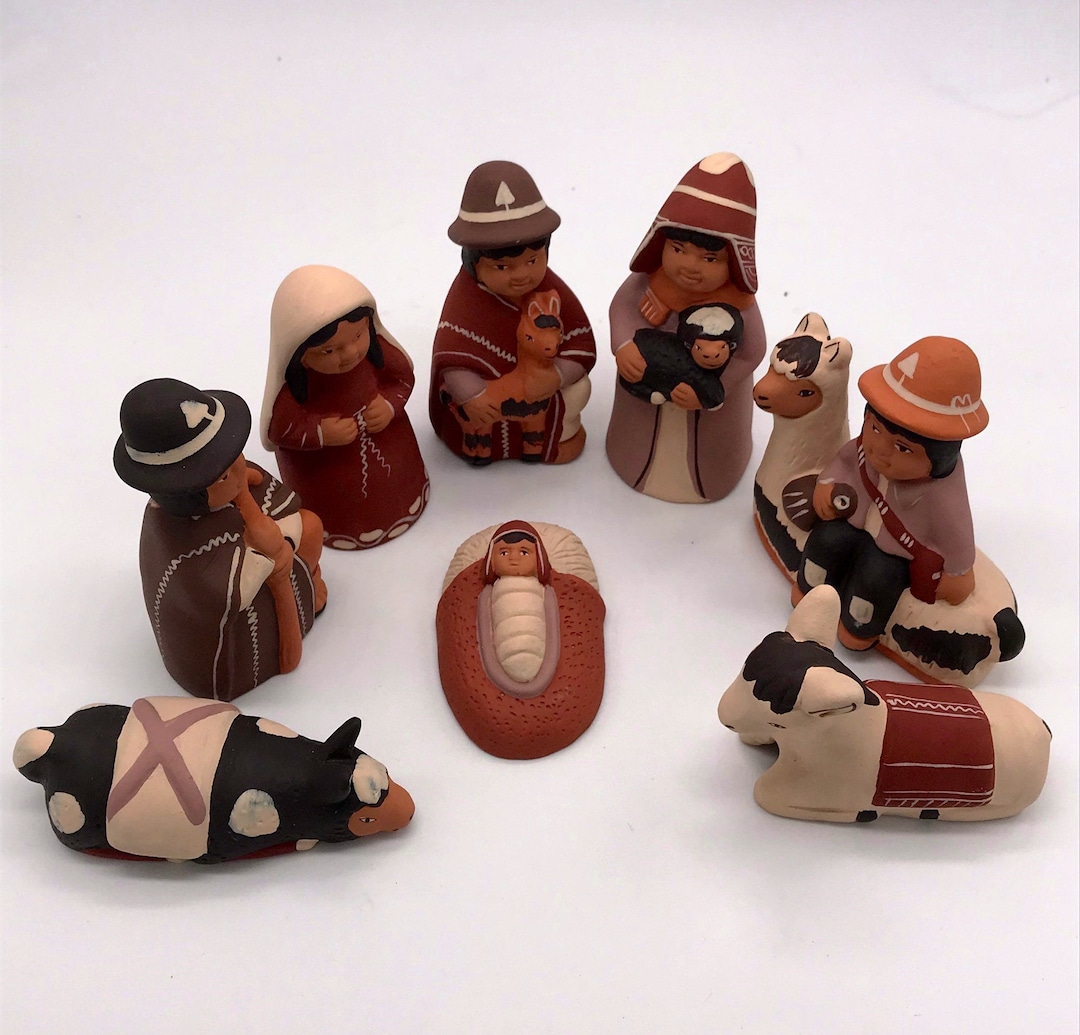 Peruvian Handmade Pottery Nativity Set 8 Christmas Decor, Clay Folk Art ...