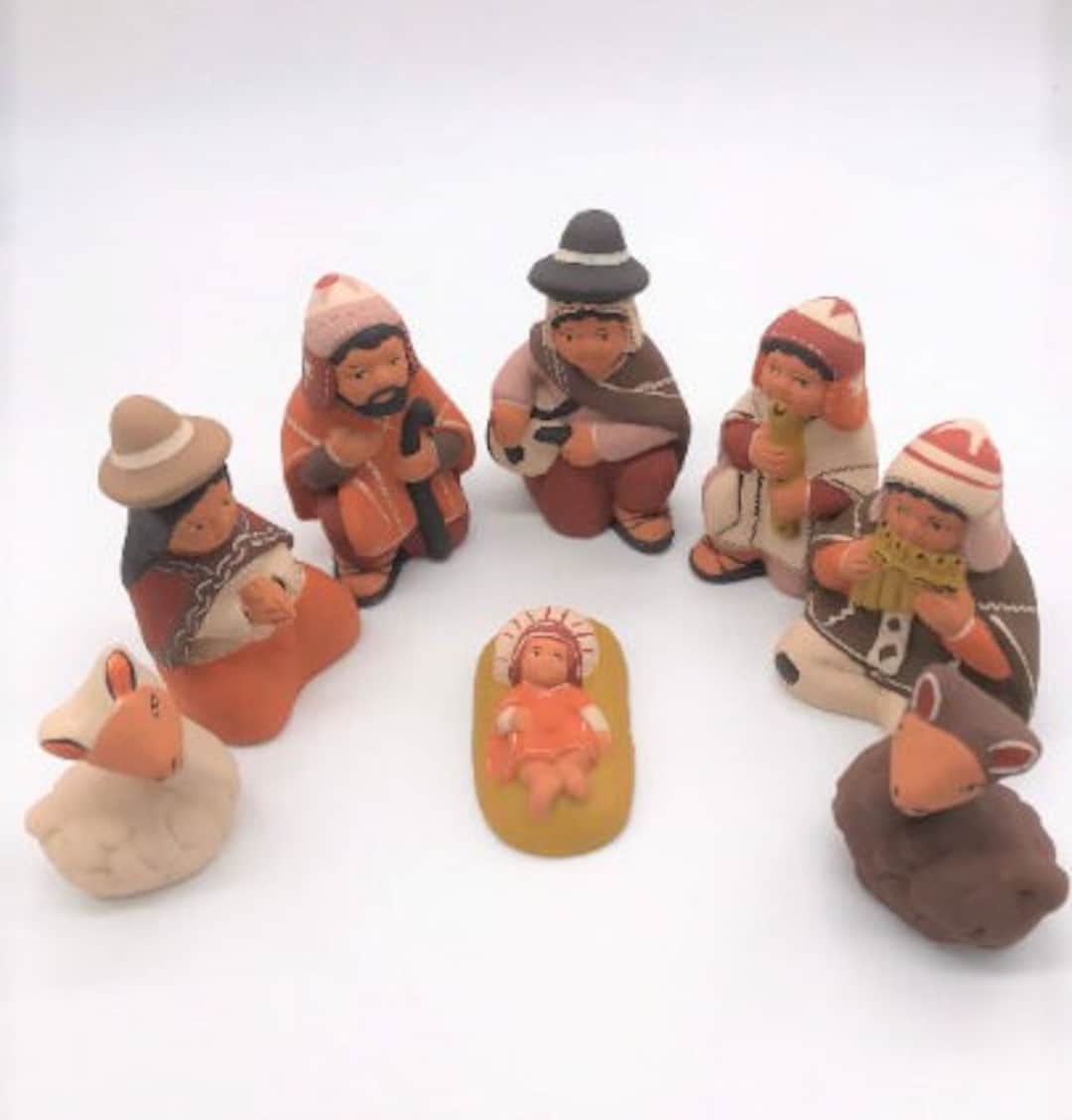 Peruvian Handmade Pottery Nativity Set 8 Christmas Decor, Clay Folk Art ...