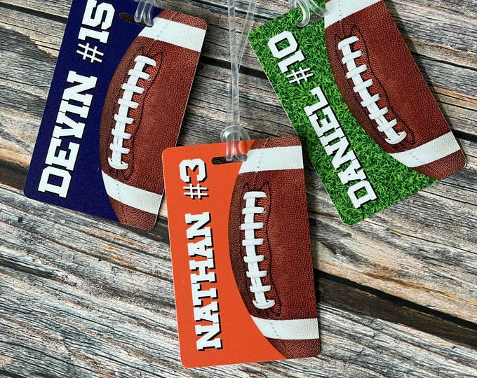 Personalized Football Bag Tags, Sports Backpack Tags, Team Name - Etsy