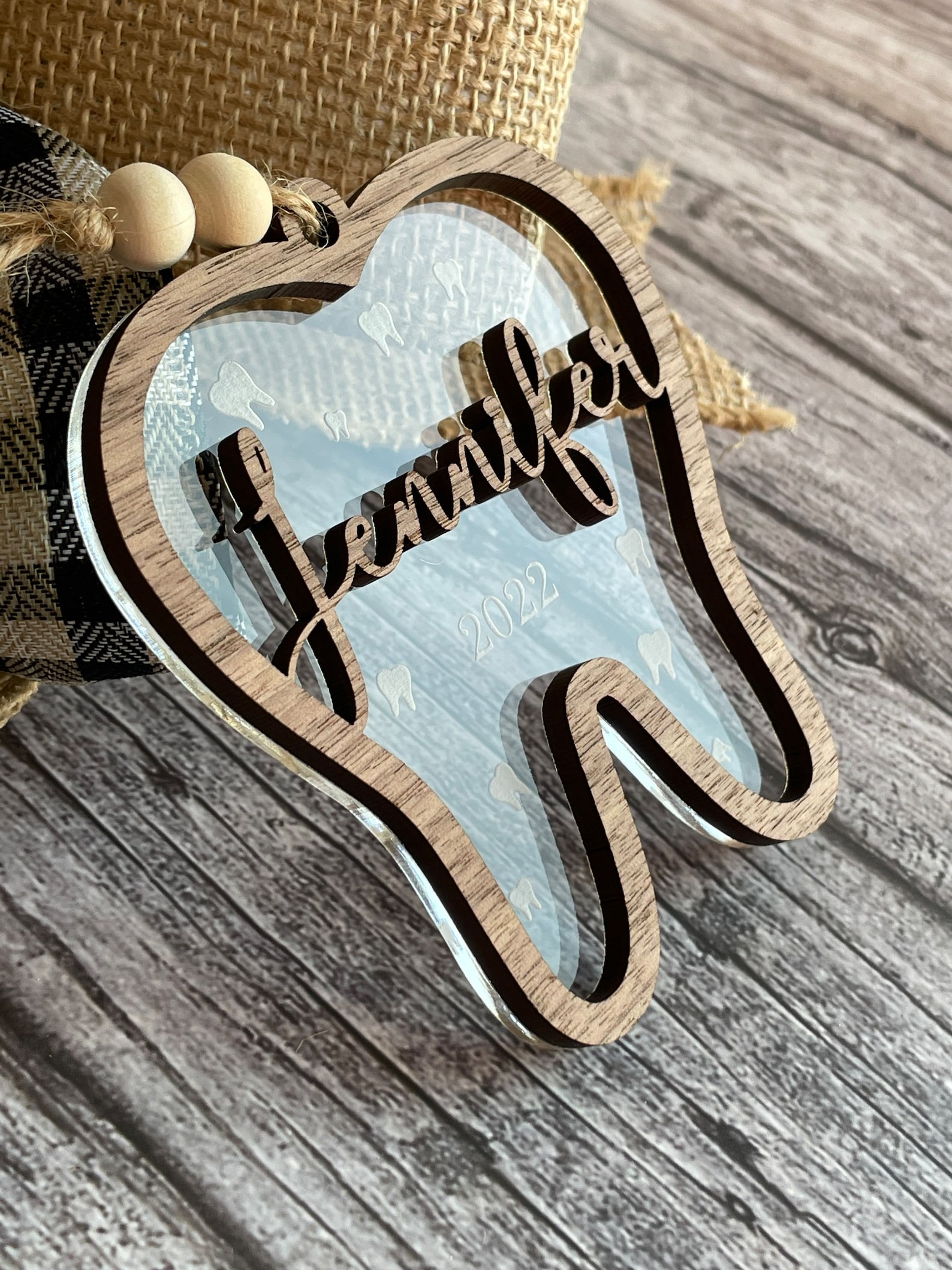 Tooth Ornament Personalized Custom Name Gift Tag Dental - Etsy