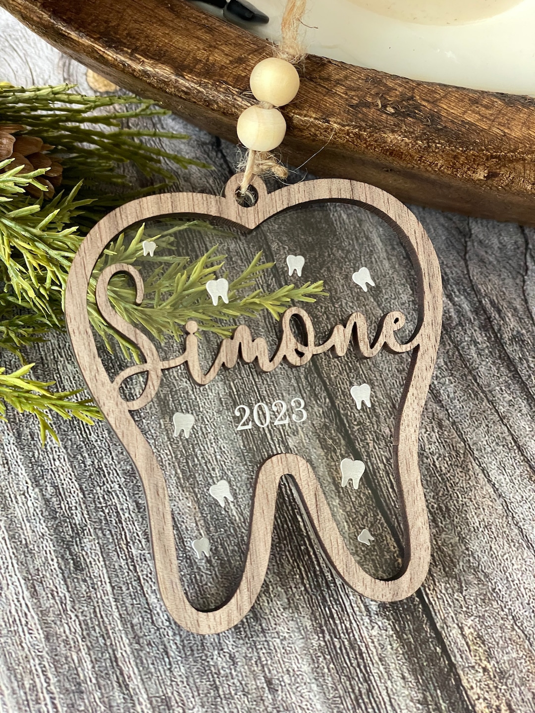 Tooth Ornament, Personalized Custom Name Gift Tag, Dental Hygienist ...
