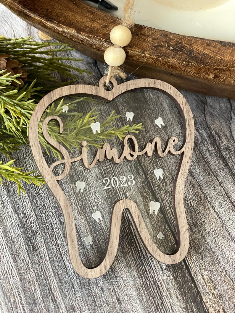 Tooth Ornament Personalized Custom Name Gift Tag Dental - Etsy