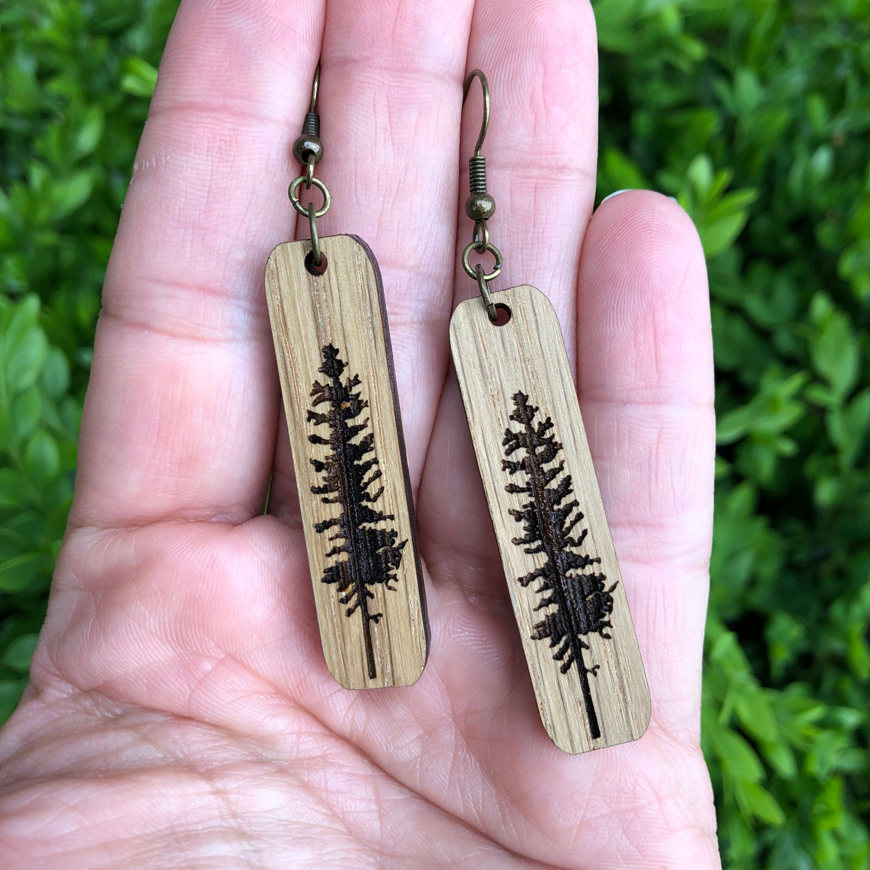 Tree Dangle Wood Bar Earrings - Etsy