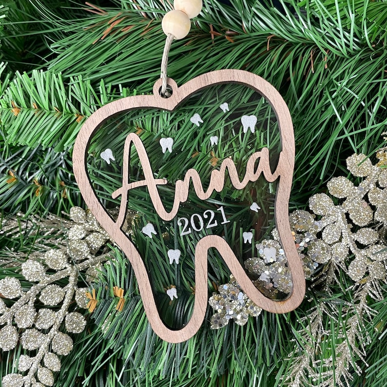 Tooth Ornament, Personalized Custom Name Gift Tag, Dental Hygienist ...