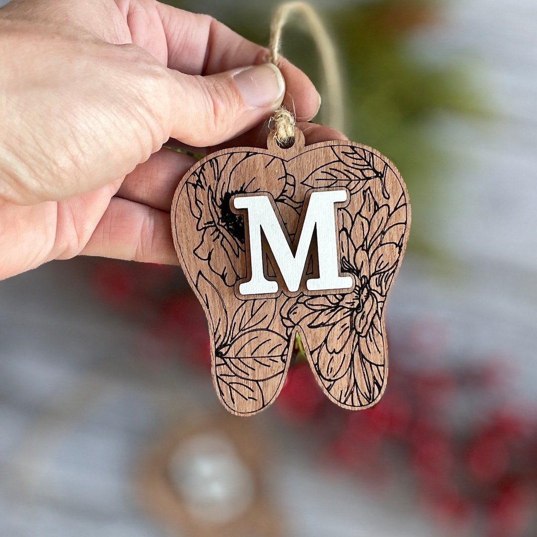 Floral Tooth Ornament, Dental Review Mirror Charm, Dentist, Assistant ...