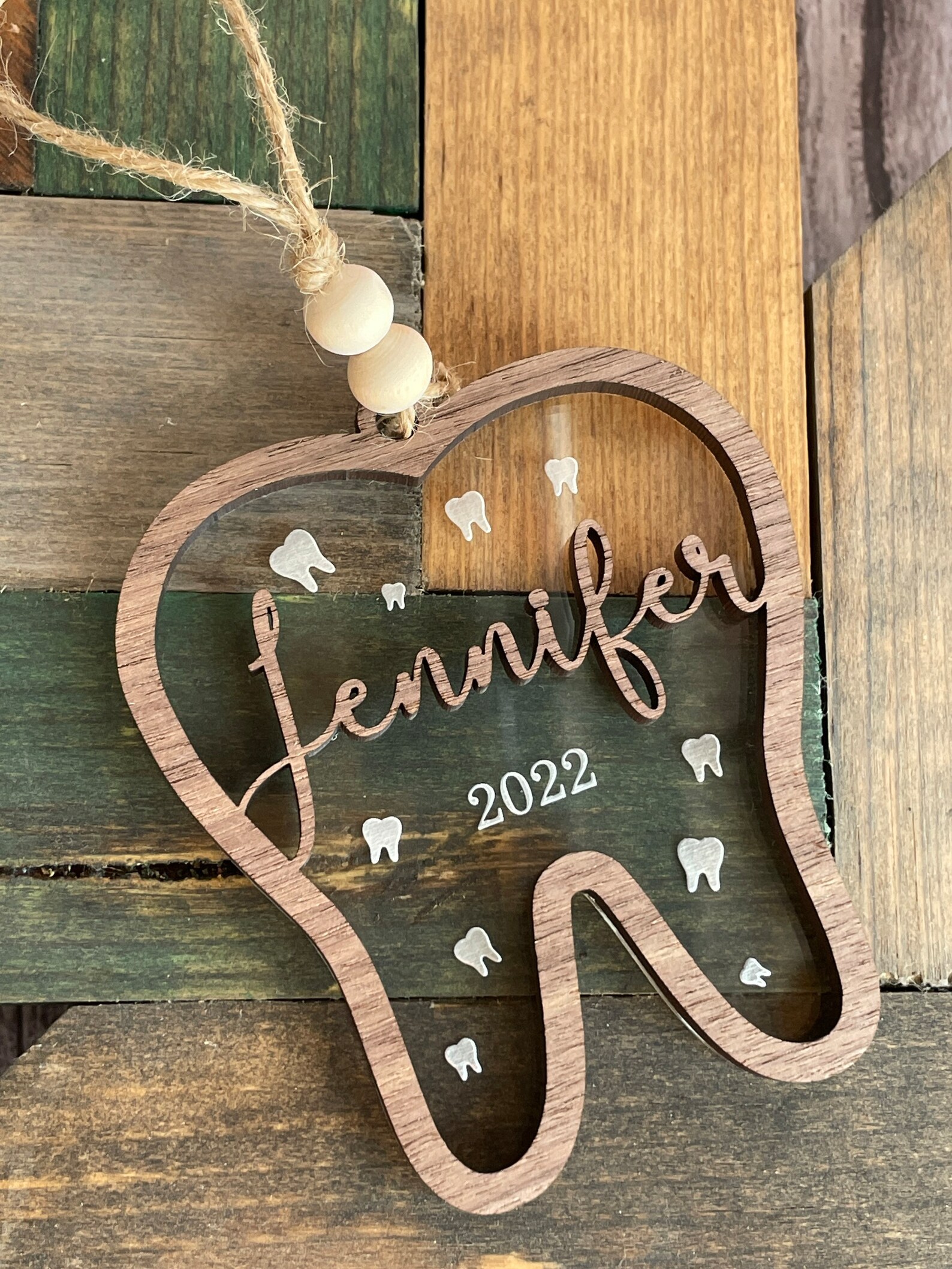 Tooth Ornament Personalized Custom Name Gift Tag Dental - Etsy