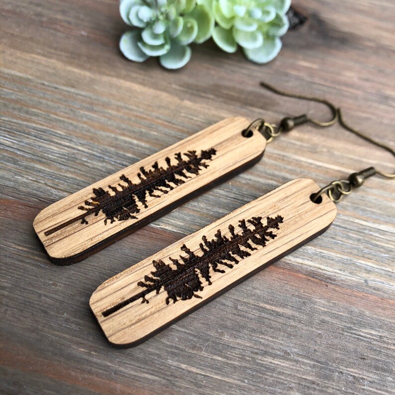 Tree Dangle Wood Bar Earrings - Etsy