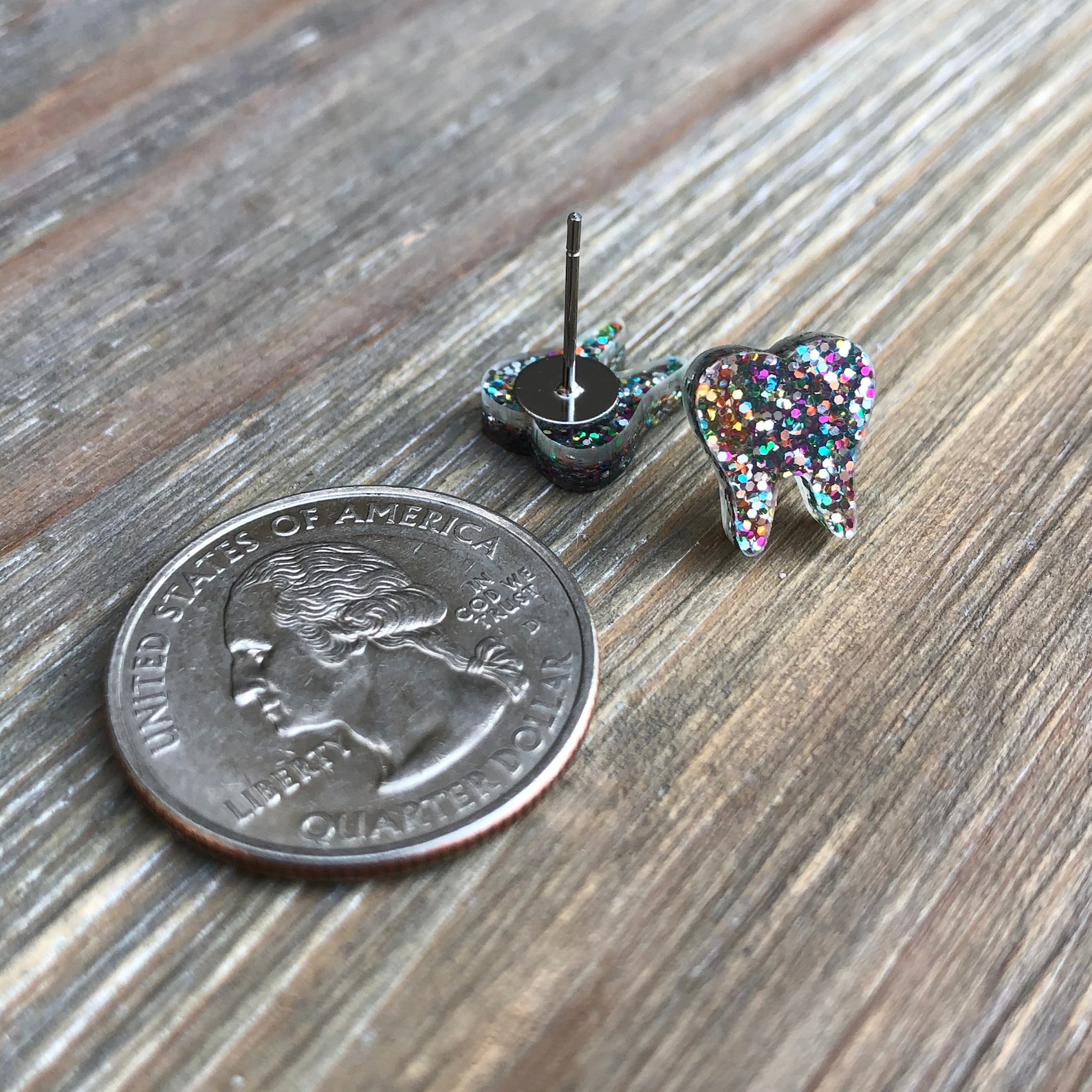 Tooth Stud Earrings Dental Gift Confetti Sparkle Molar Post - Etsy