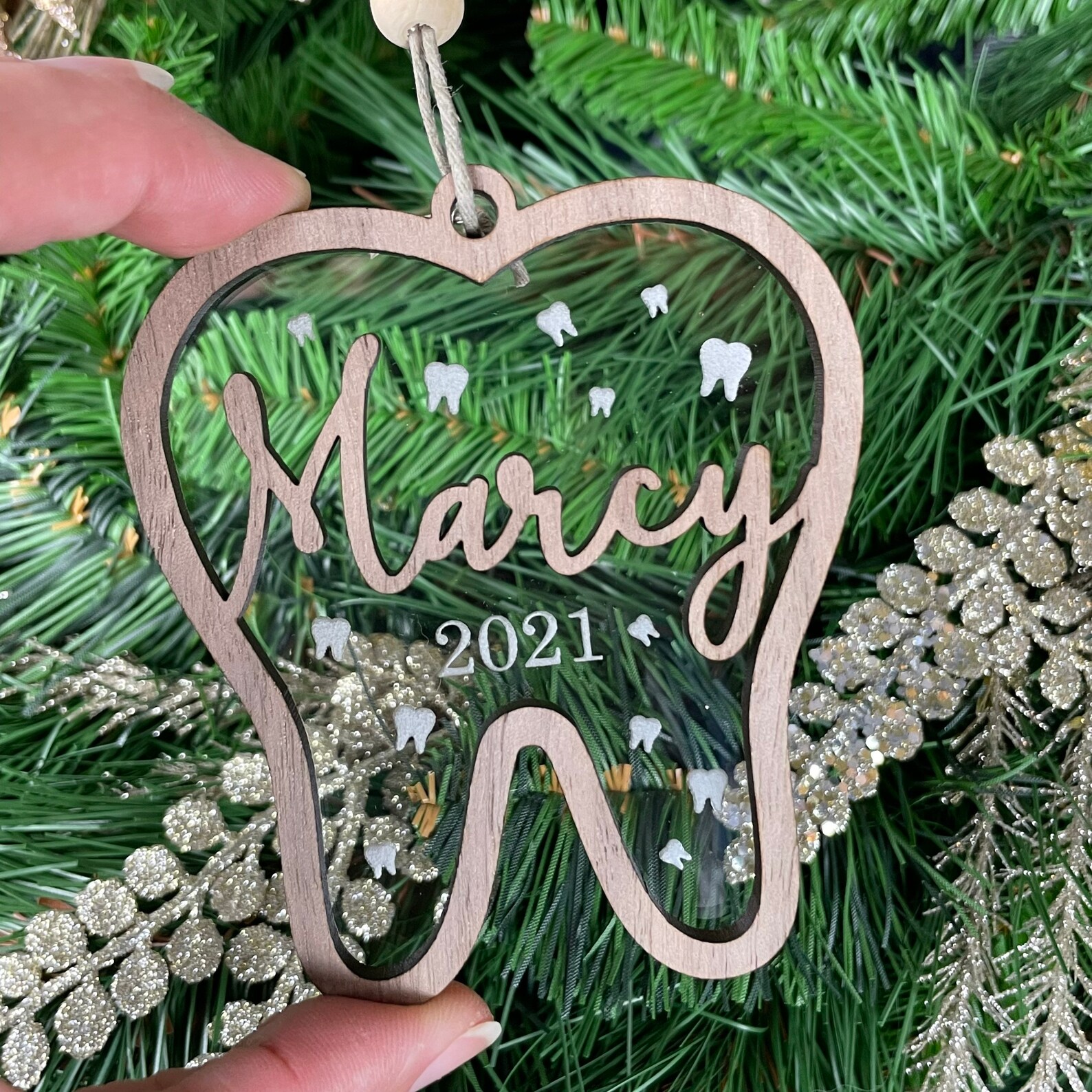 Tooth Ornament Personalized Custom Name Gift Tag Dental - Etsy