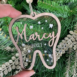 Tooth Ornament, Personalized Custom Name Gift Tag, Dental Hygienist ...