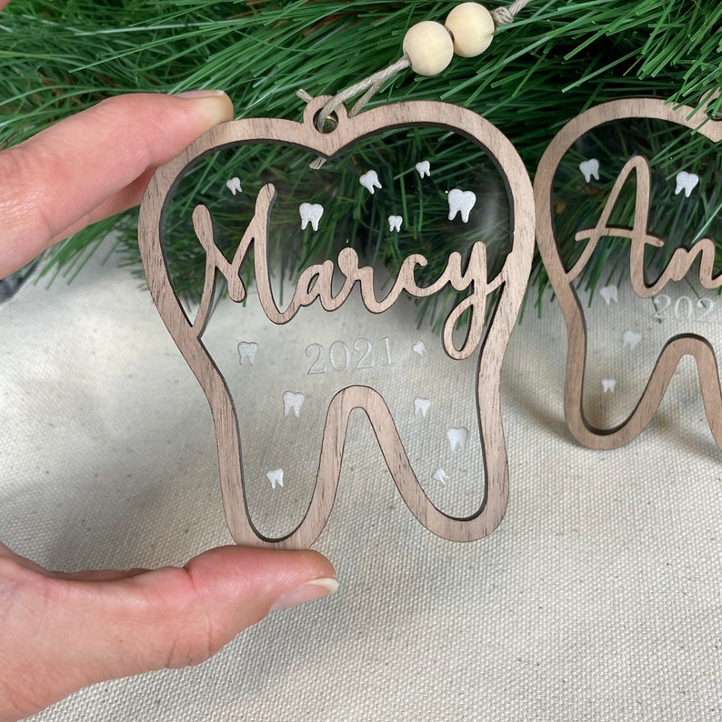 Tooth Ornament Personalized Custom Name Gift Tag Dental - Etsy