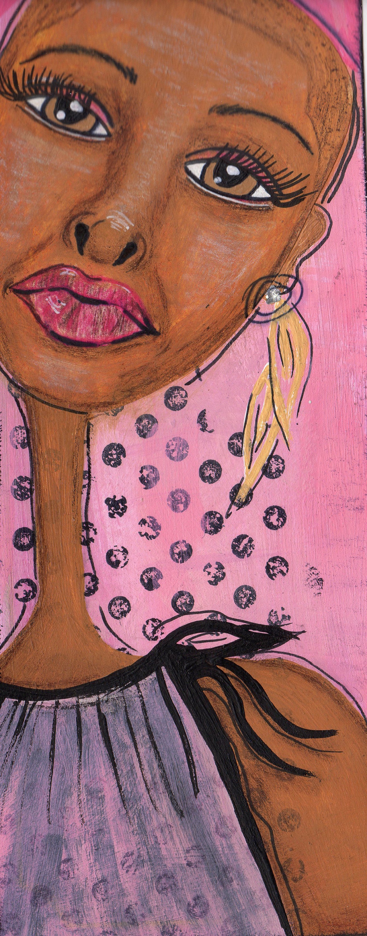 Bald Head Black Girl Bookmark/ Hand Painted Bookmark/short Hair ...