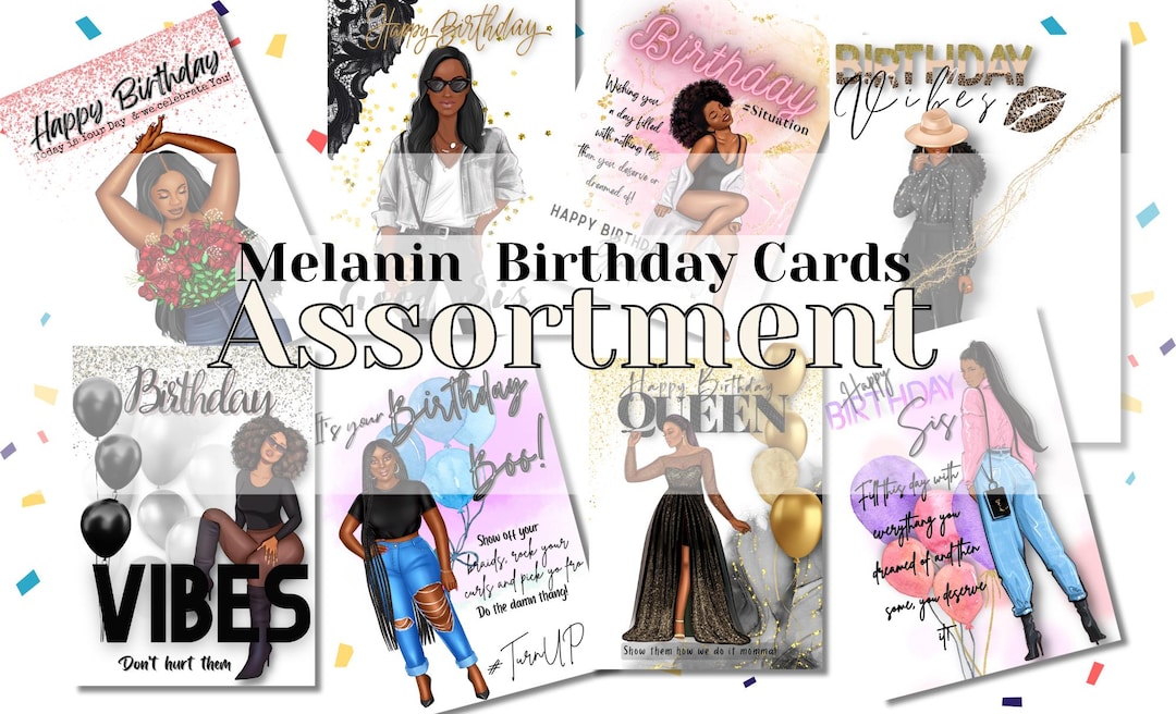 Birthday Greeting Cards (2023) 8 Different Cards/ African American ...