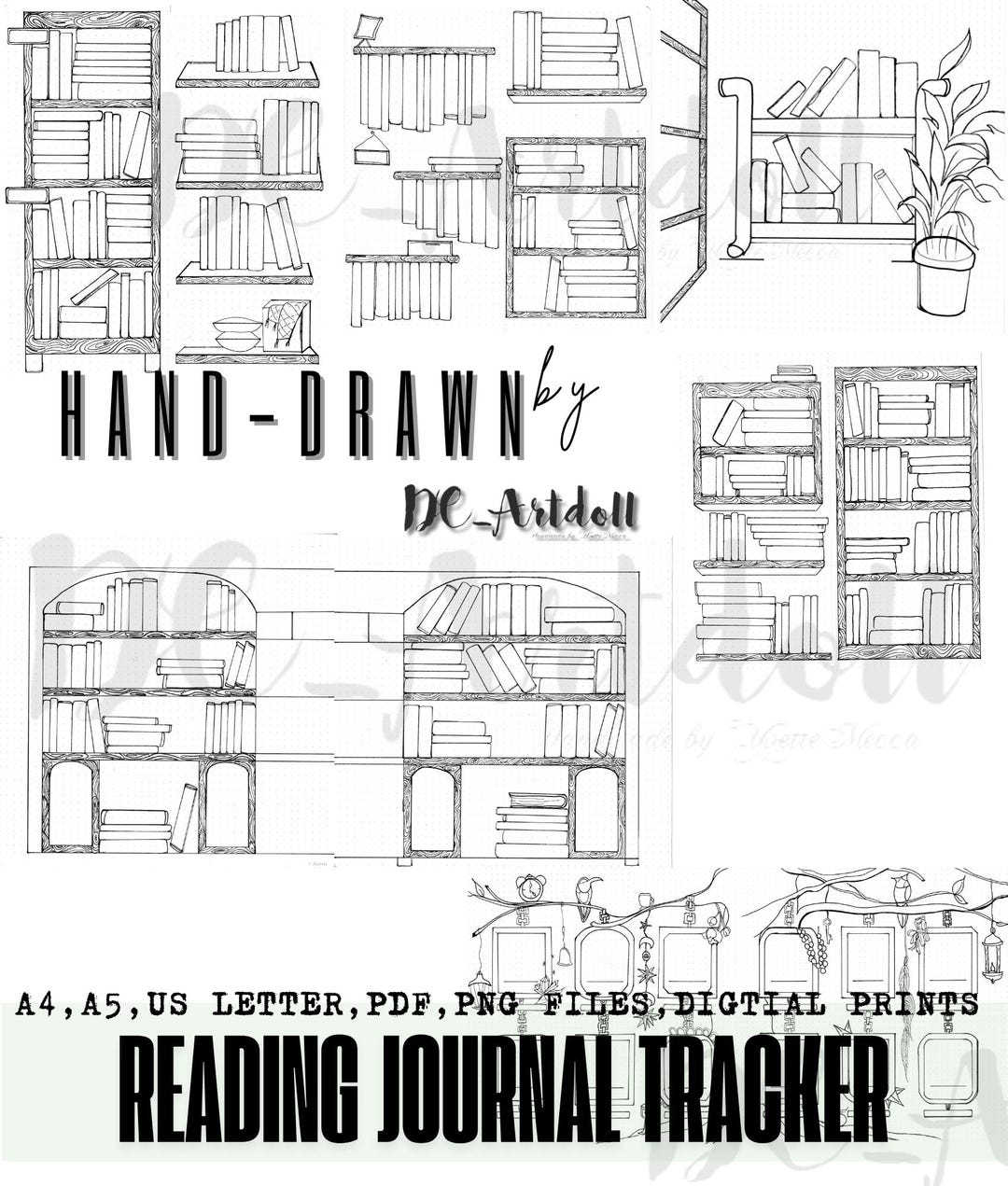 Reading Journal Tracker/bookshelf Goal Tracker/picture Fames Book ...