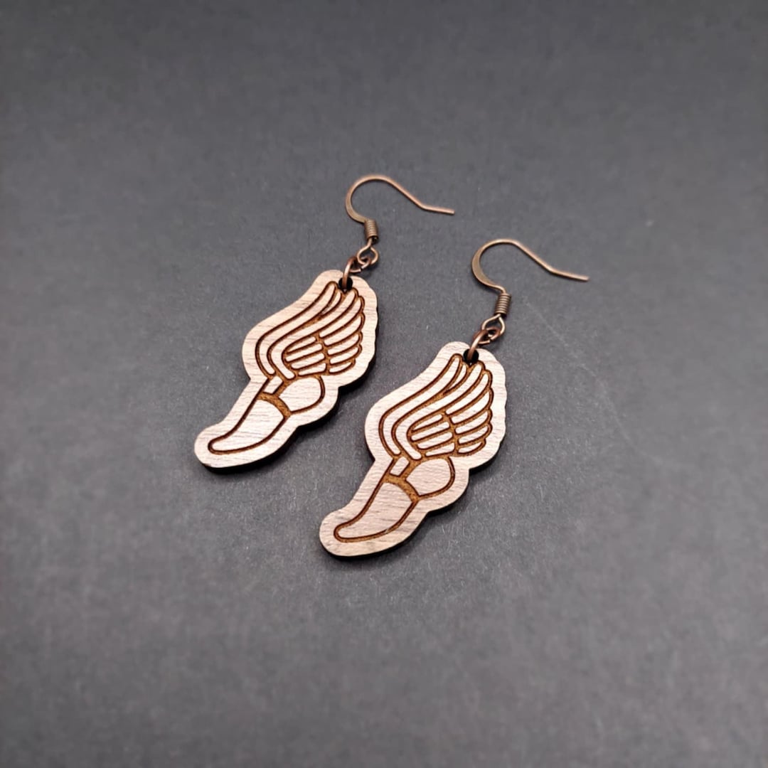 Winged Shoe Earrings: Cross Country Runner Gift, Nickel Free - Etsy