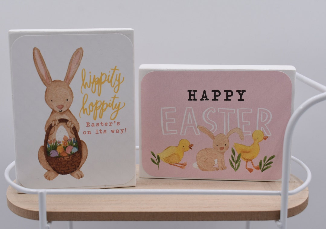 Easter Mini Wood Block Sign Tiered Tray Decor Patterned Mini Wood Block ...