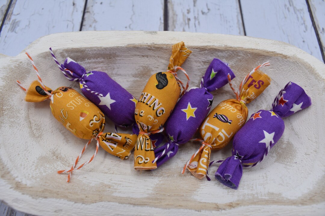 Halloween Fabric Candy Bon-bons Set of 6 Fabric Decor Tiered Tray Decor ...
