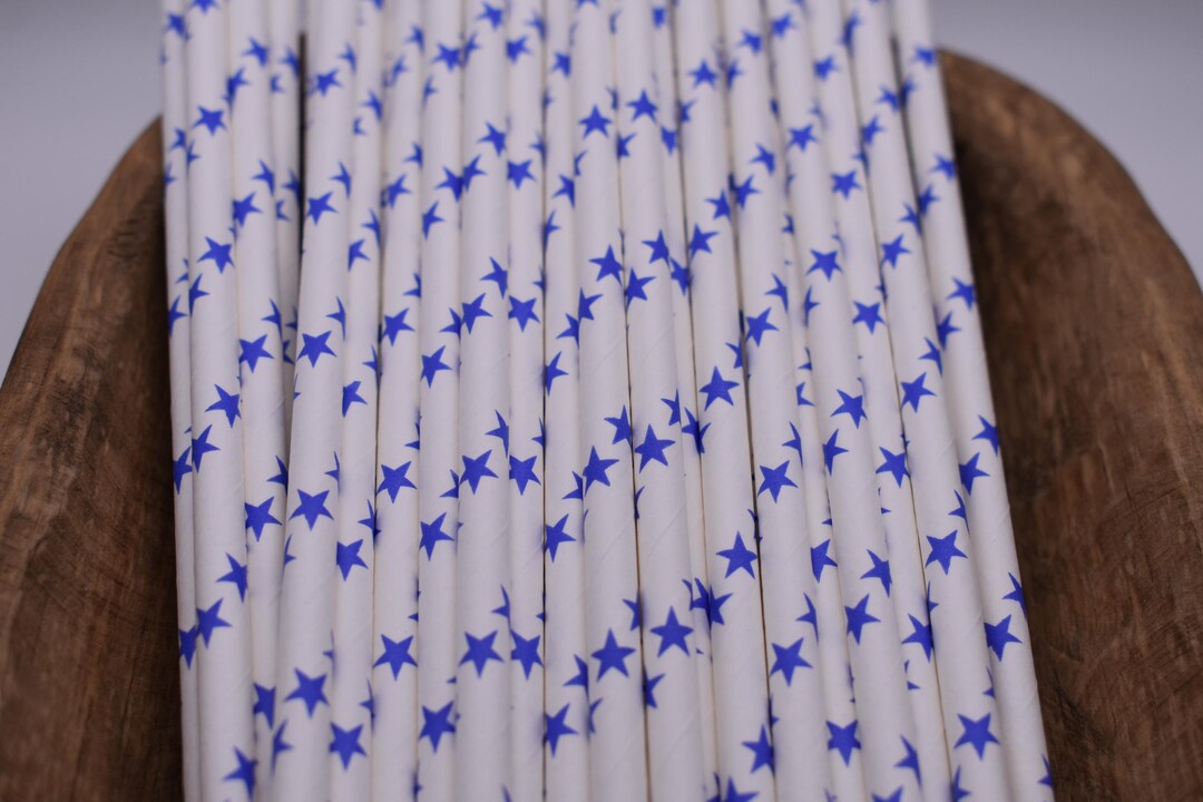 Blue Stars Paper Straws 21 per Set Craft Straws Party Straws - Etsy