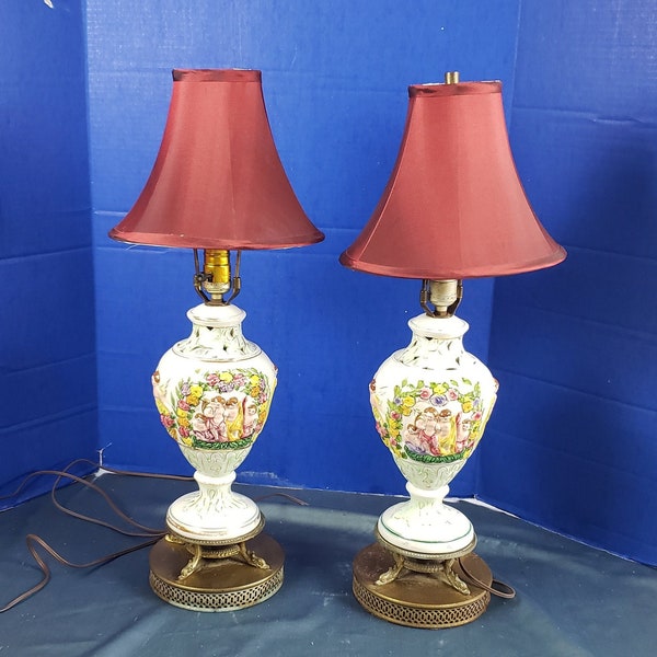 Antique Brass Tall Table Lamp - Etsy