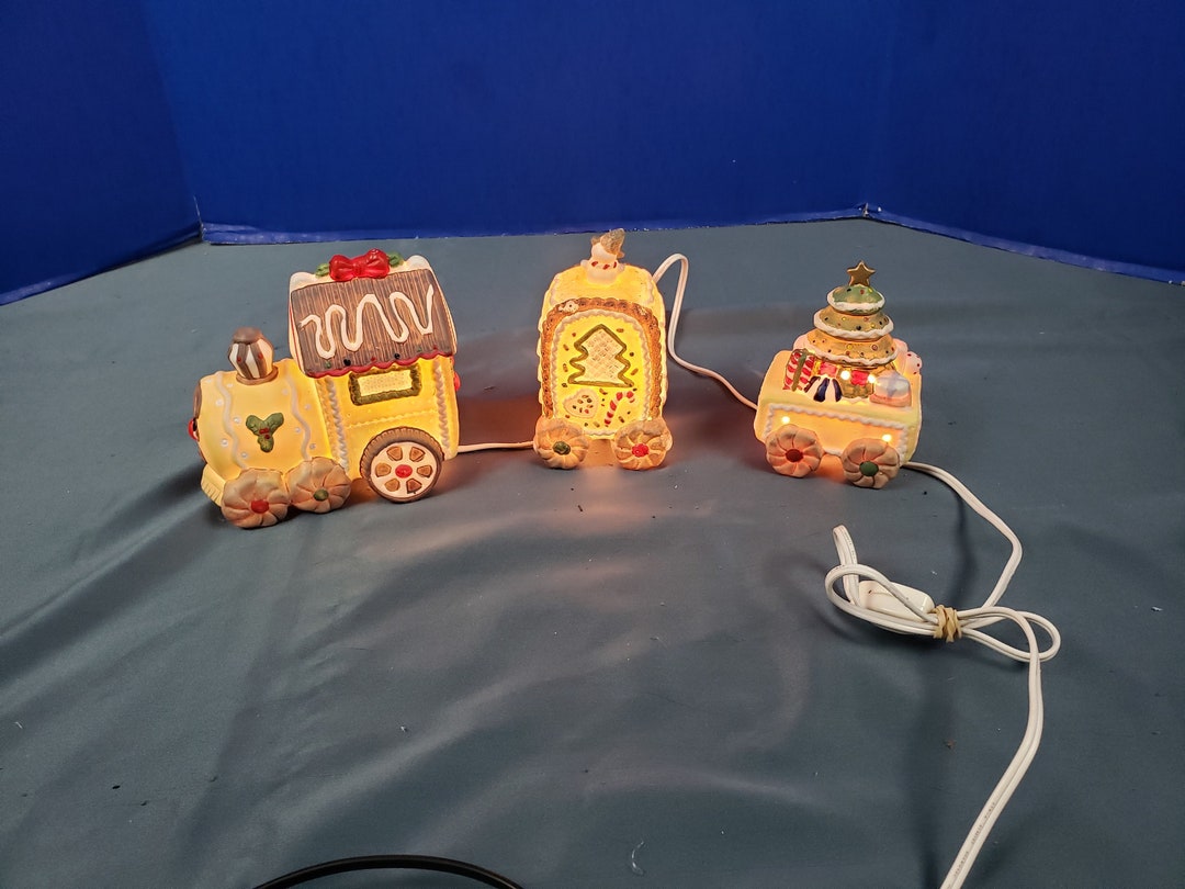 Hand Painted Porcelain 3 Piece Christmas Train Light Set - Etsy
