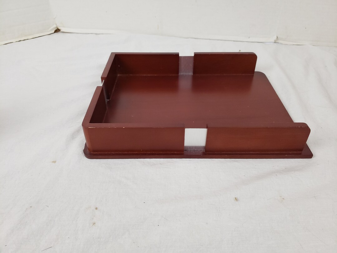 Mahogany and Brass in Out Box Letter Tray Mail File by in Place 13" X ...