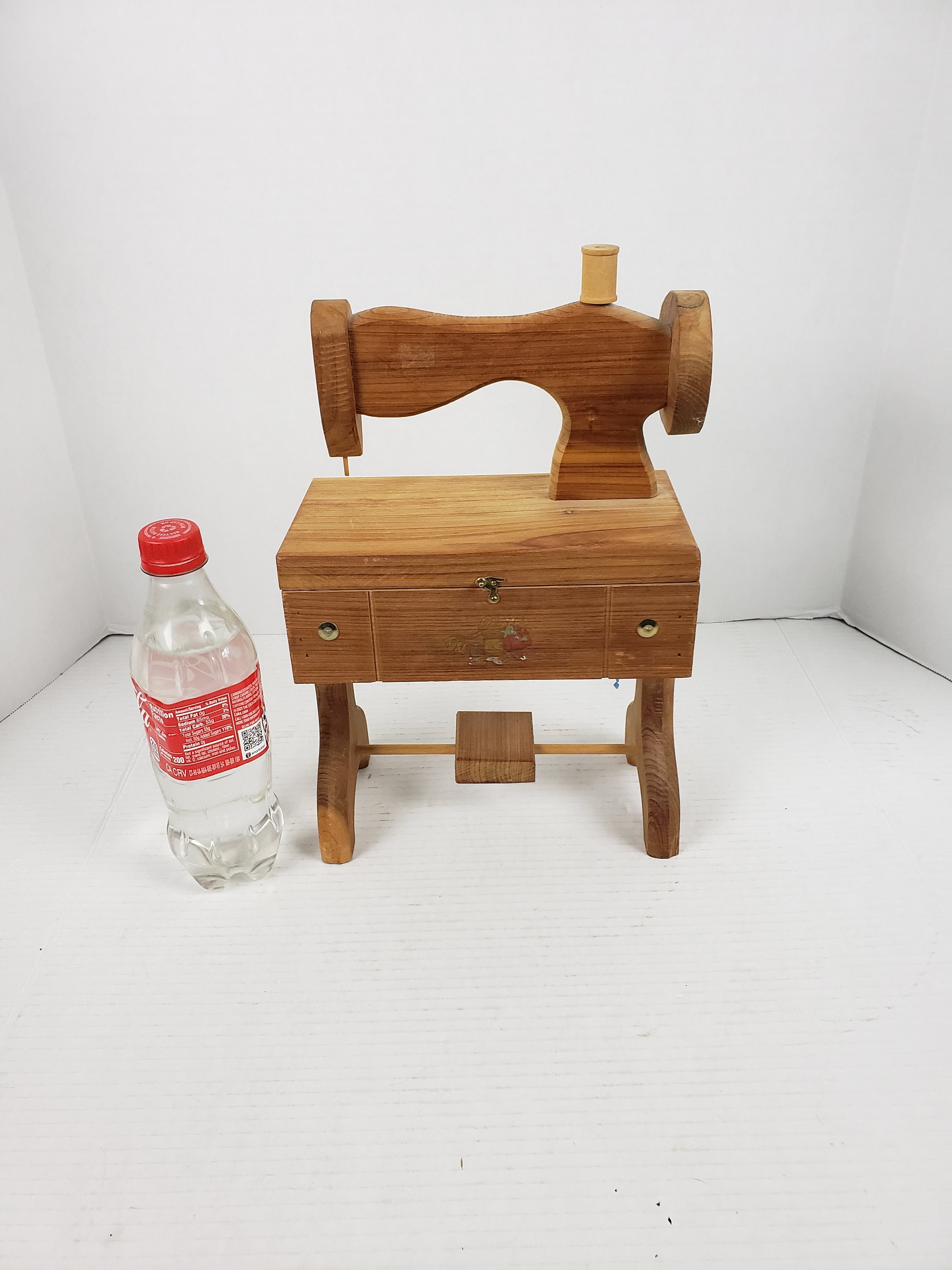 Mini Wood Sewing Machine Storage Area Hinged Lid 13" Tall - Etsy