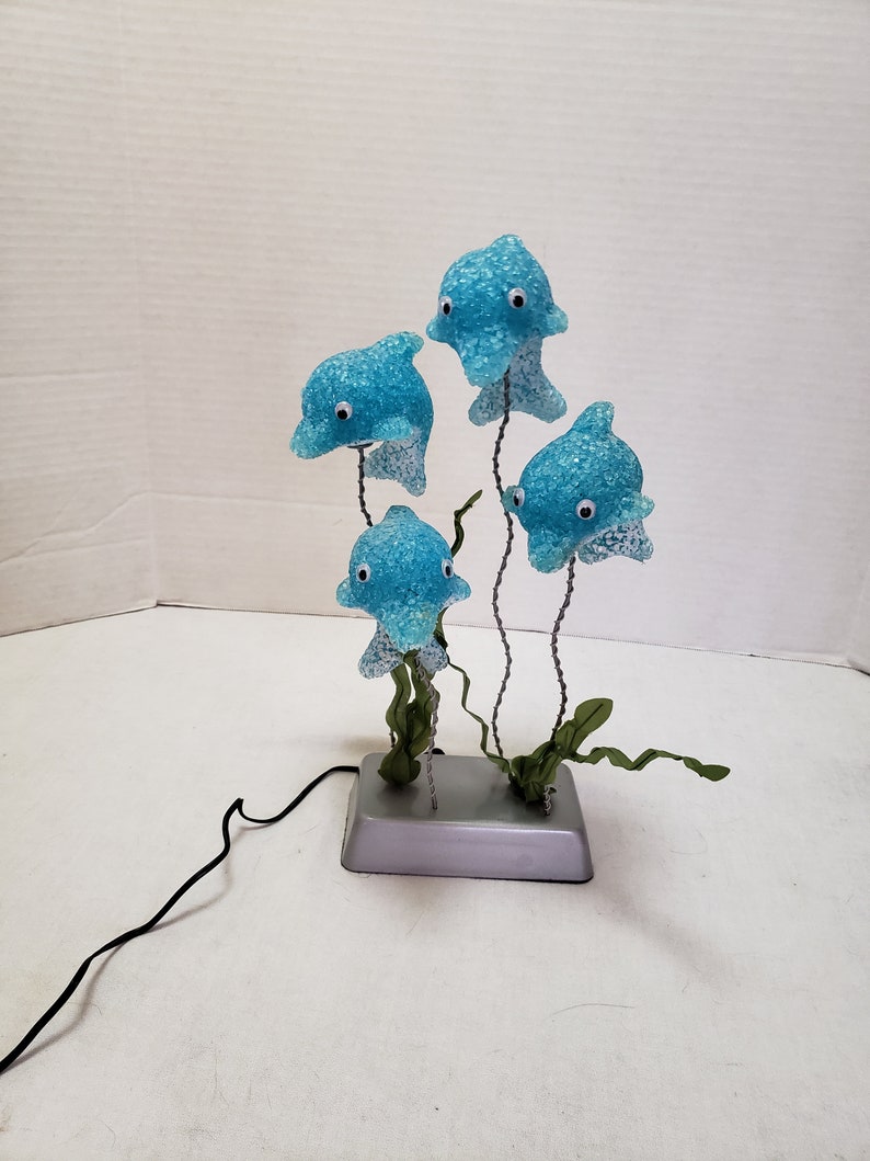 Four Dolphin Table Lamp Kids Blue Rubberized Night Light - Etsy