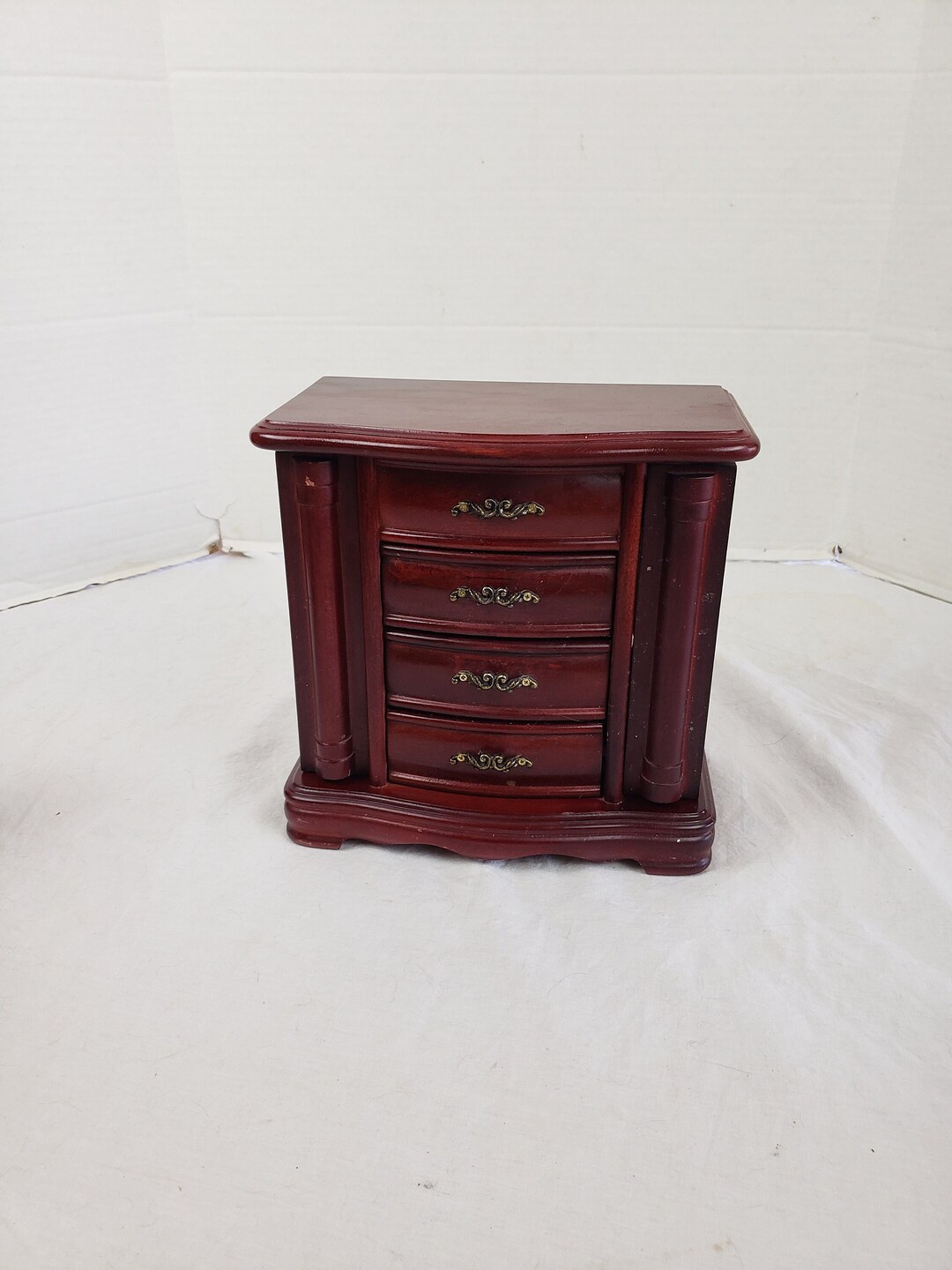Croft and Barrow Dual Wing Cherry Wood Mirror Jewelry Box Chest W/3 ...