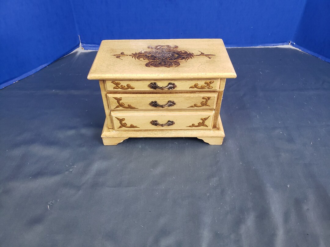 Embossed Jewelry Music Box Mirror Single Drawer 6" X 8.5" - Etsy