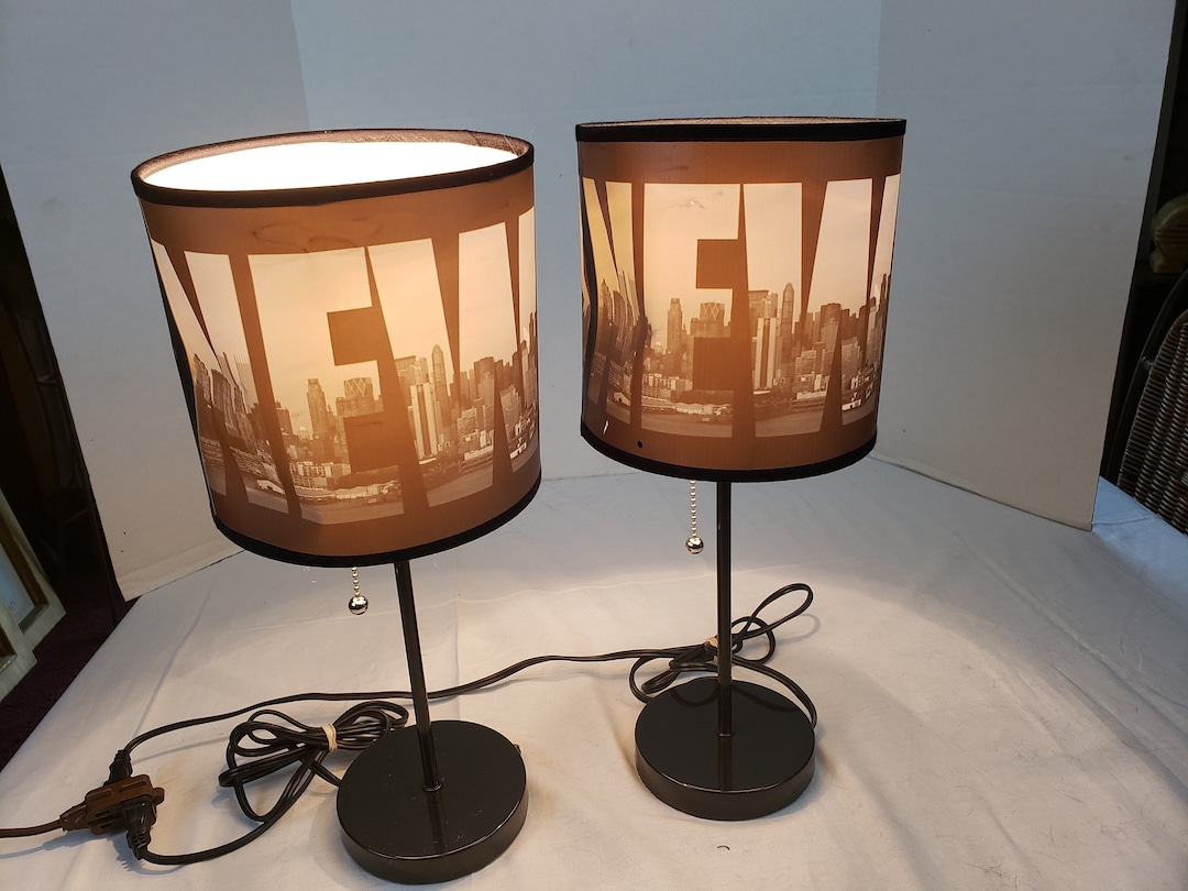 Pair of Table Lamps New York City Lampshades 17" Tall - Etsy