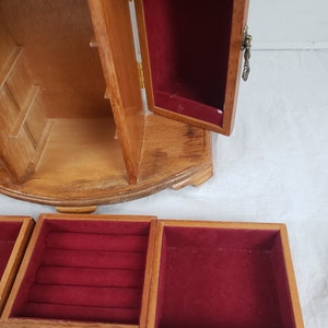 Vintage Tall Light Wood Jewelry Box Both Sides Open 4 Drawer 11 X 12 X ...