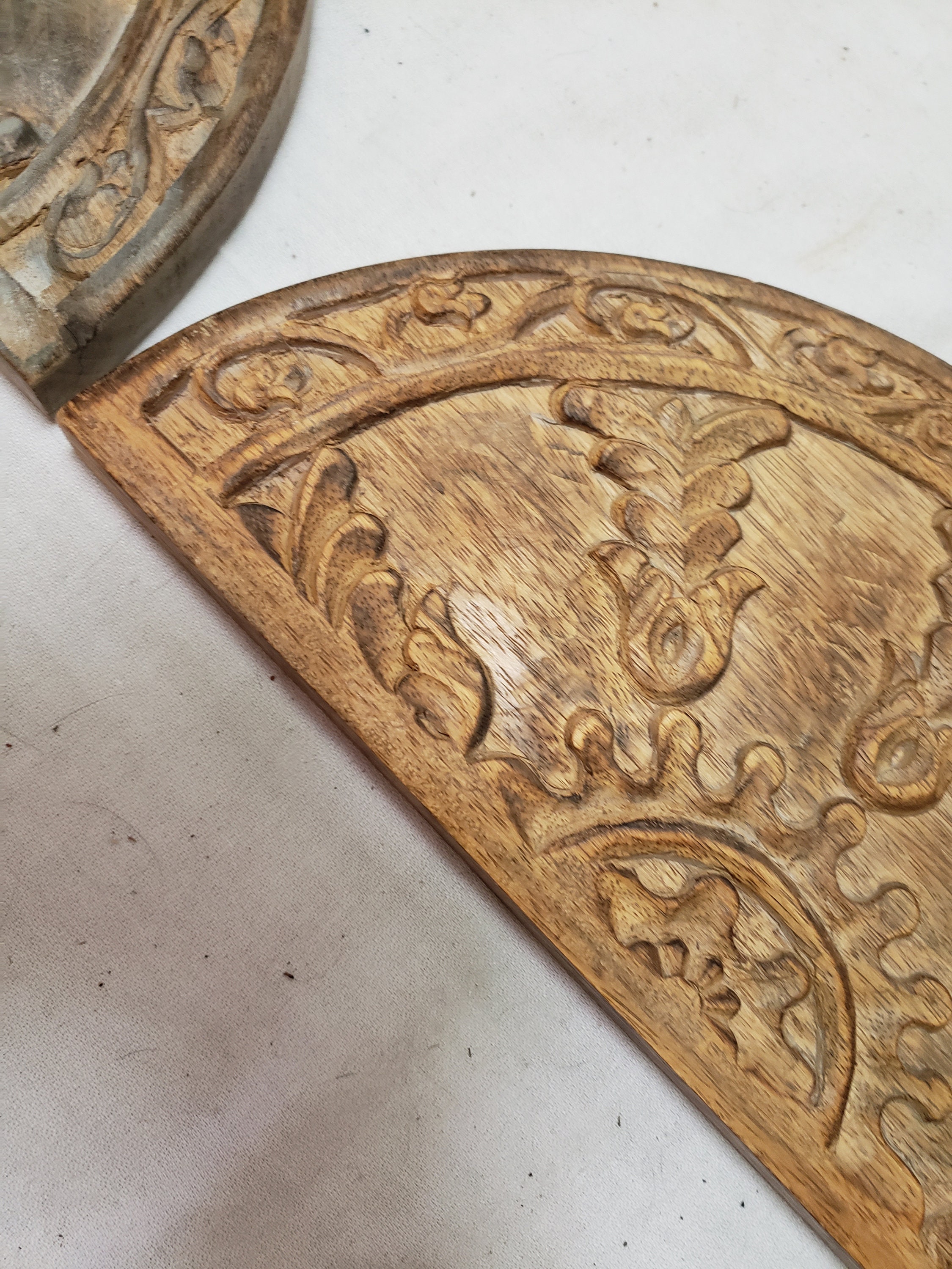 Vintage Pair of Vintage Half Moon Arched Carved Wood Wall | Etsy