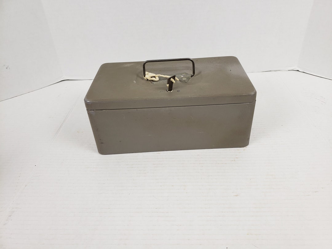Vintage Midcentury Gray Metal Lock Box W/key Industrial 10 X 6 X 4 - Etsy