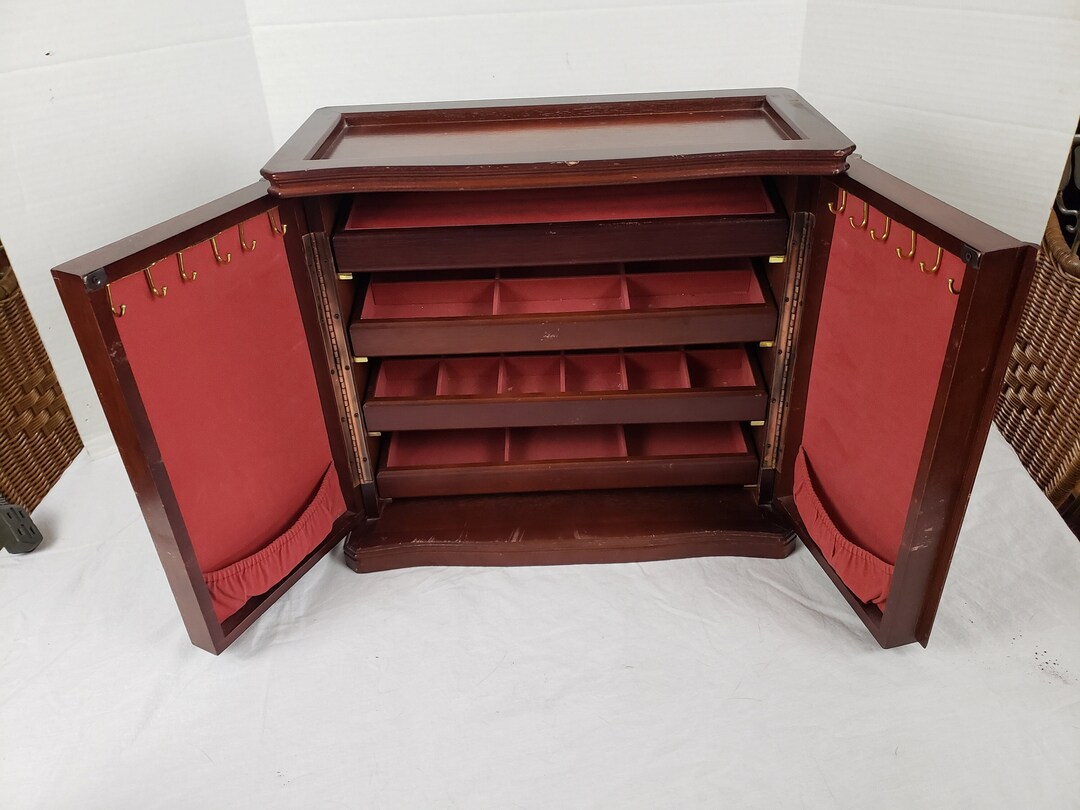 Large Jewelry Organizer Wooden Storage Box 4 Slanted Drawers - Etsy