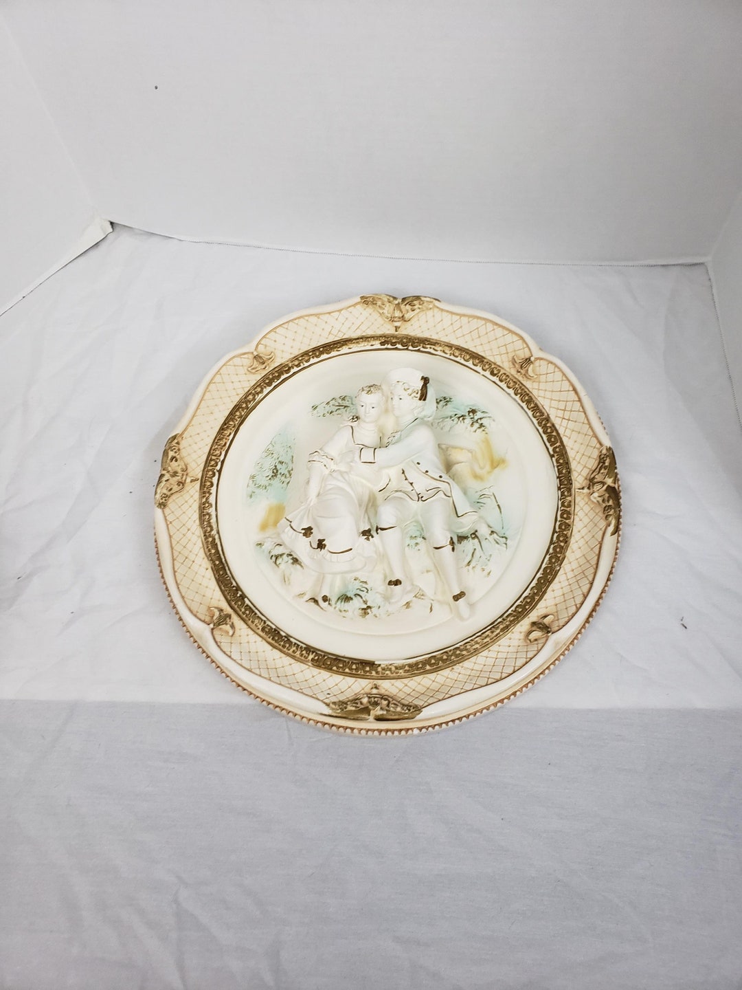 Mid Century Baroque Hand Painted Chalkware Wall Plaque 15" Diameter - Etsy